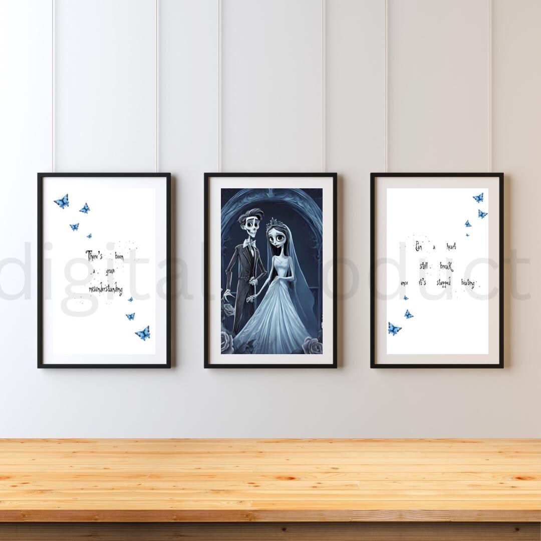 Corpse Bride Tim Burton 3piece in 4sizes Digital Poster, Halloween ...