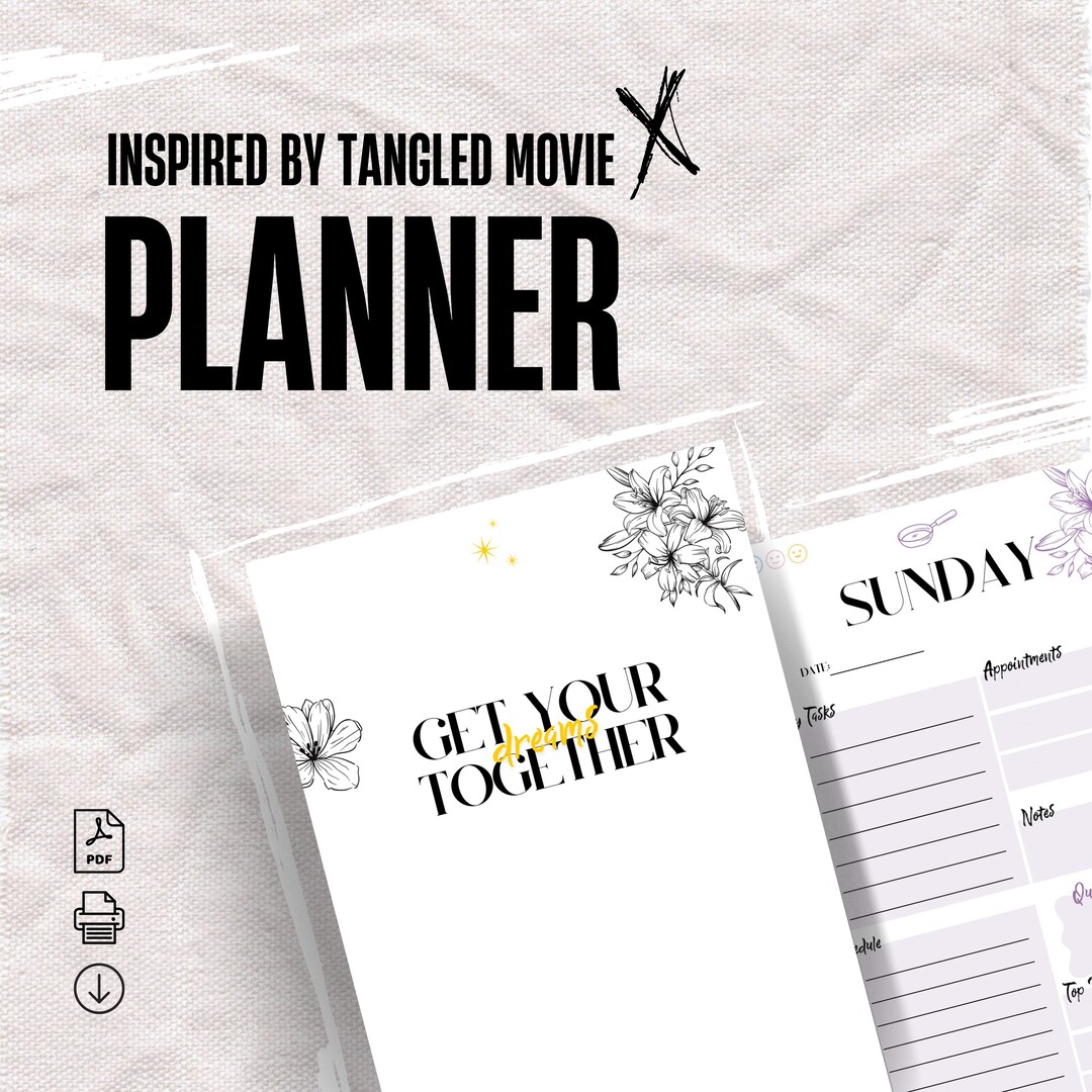 Tangled Inspired Planner: Rapunzel Journal - Monthly, Weekly and Daily ...