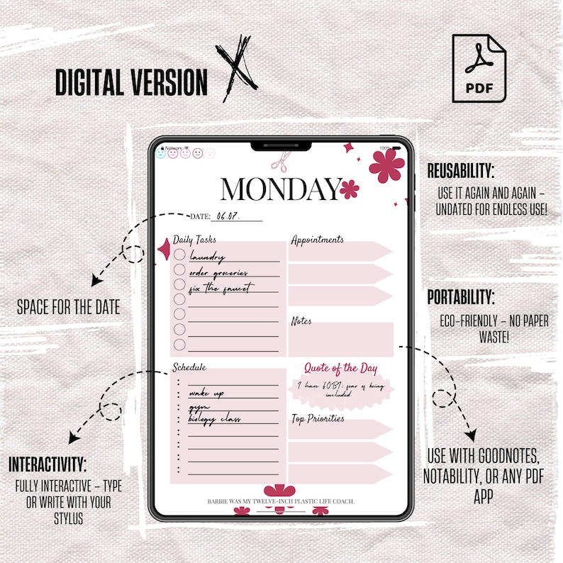 Barbie Movie Planner: Pink Aesthetic Journal - Monthly, Weekly and ...