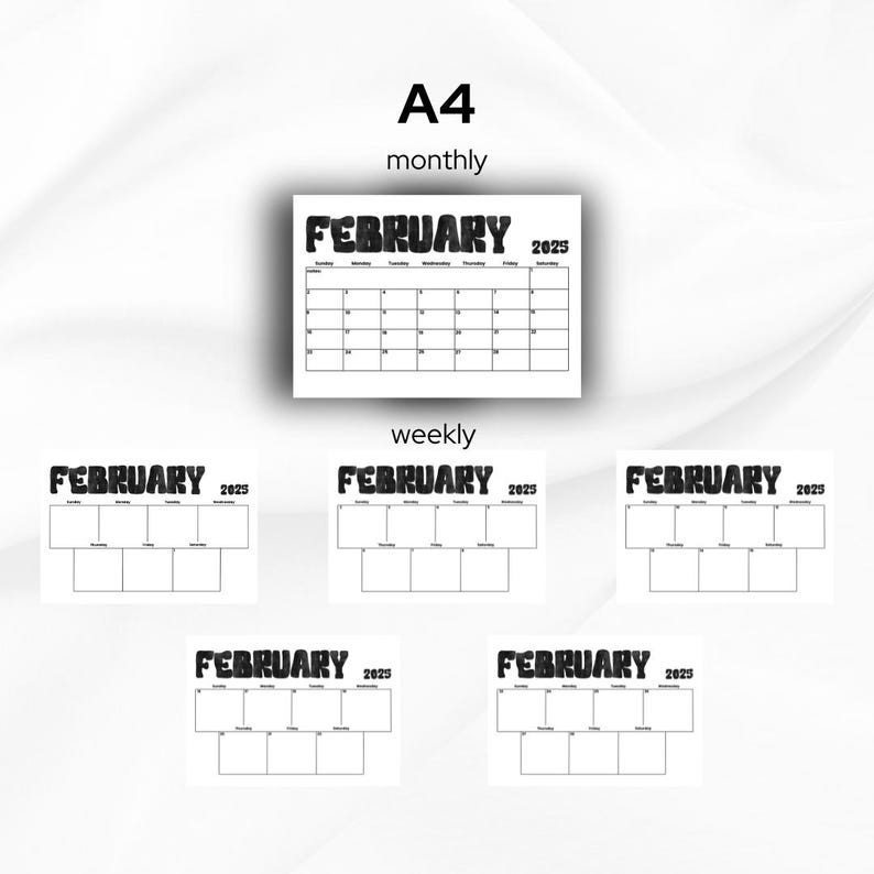2025 Minimalist February Fillable Calendar, Monthly and Weekly ...