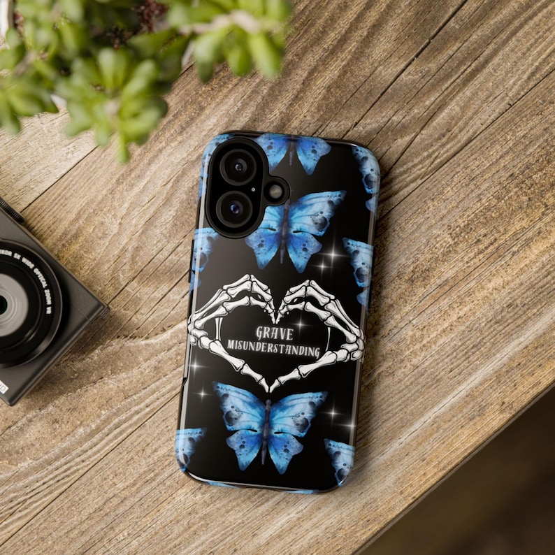 Copse Bride Black Phone Case: Blue Butterflies, Quotes From Movie ...