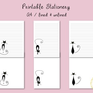 Black Cat | Printable Stationery | Cat | A4, US Letter 8.5x11 in ...