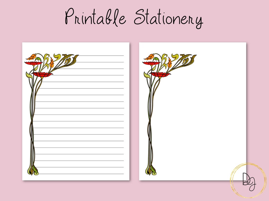 Art Nouveau | Printable Stationery | Art Nouveau Prints | A4, US Letter ...
