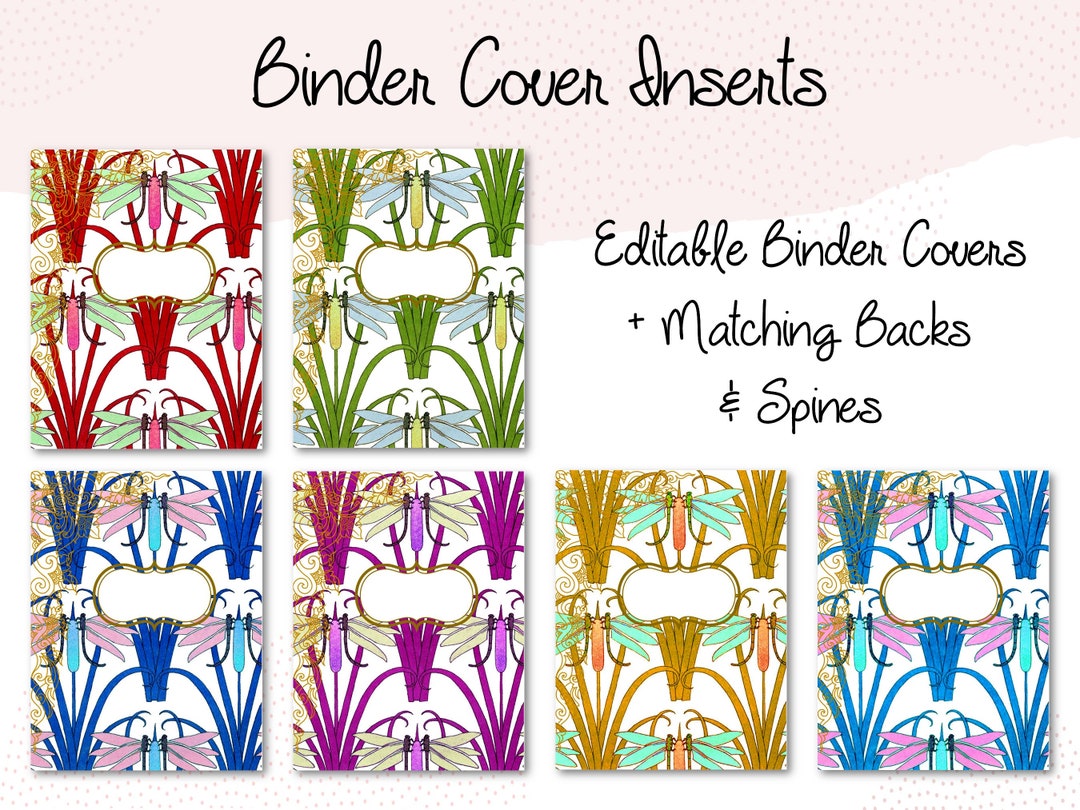 Art Deco Dragonfly Binder Cover Inserts, Backs & Spines Perfect for ...