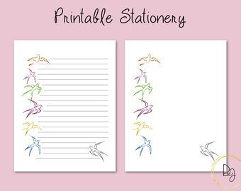 Floral Birdhouse Printable Stationery Lined and Unlined in A4 and 8 ...