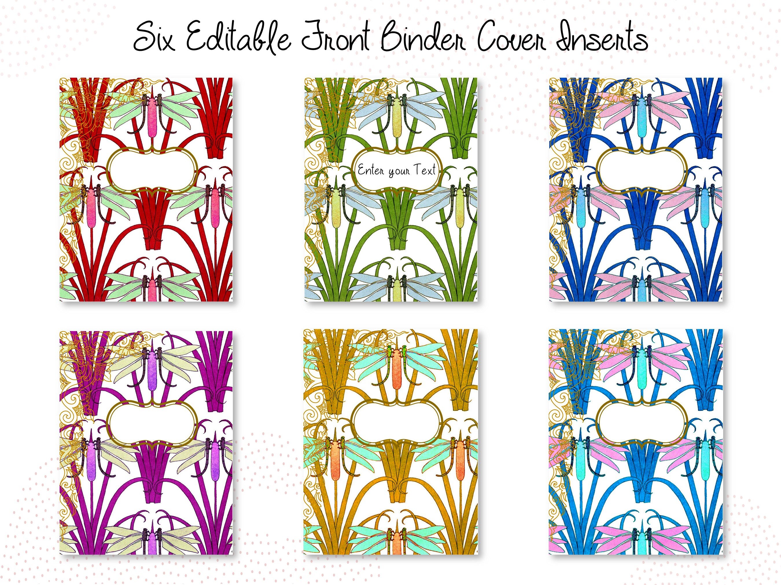 Art Deco Dragonfly Binder Cover Inserts, Backs & Spines Perfect for ...