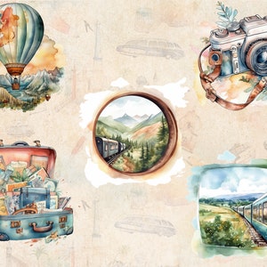 Watercolor Drawings Travel Pack, Clipart PNG Travel Journal, Watercolor ...