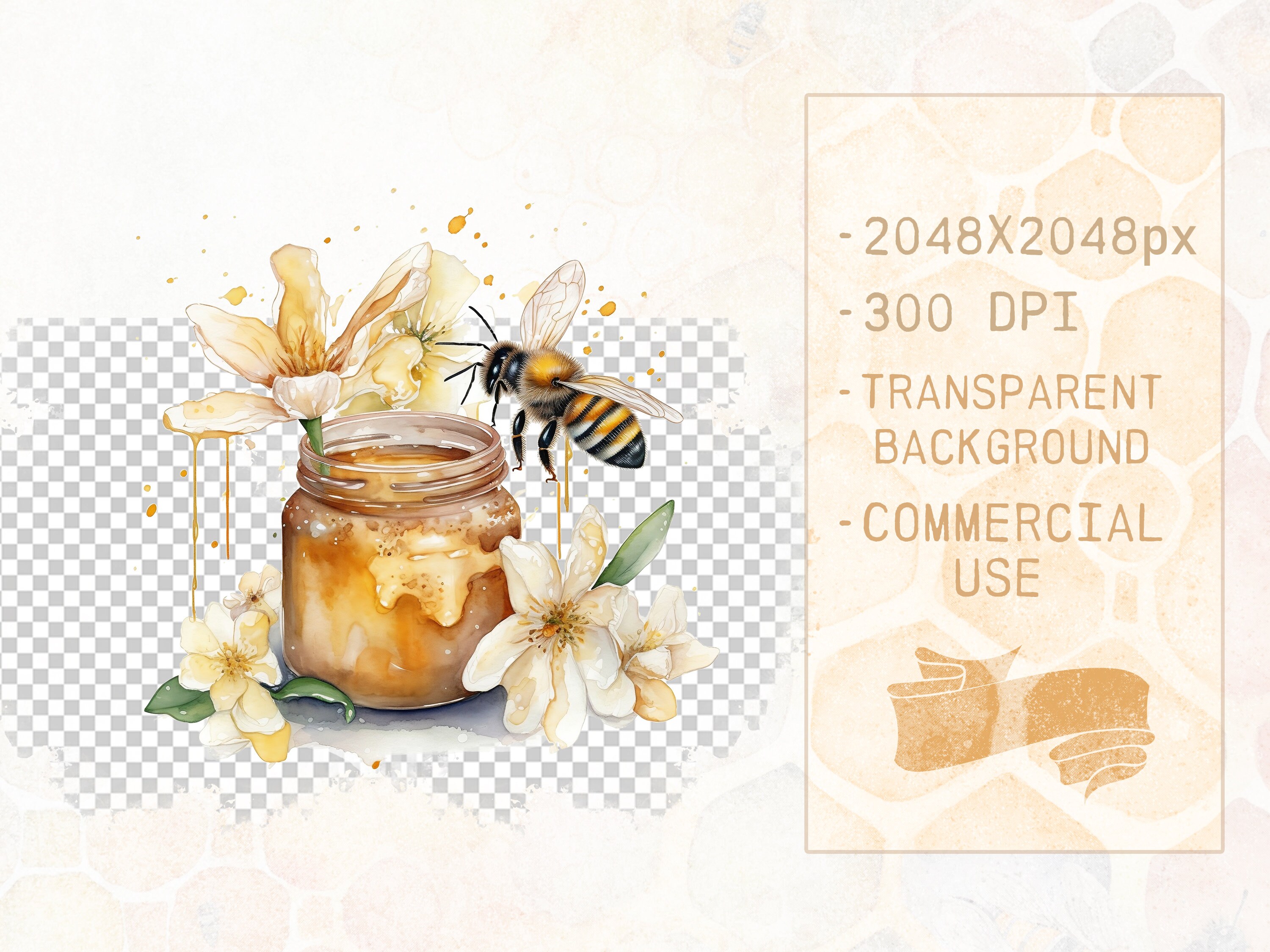 Watercolor Clipart Bees, Honey and Beekeeper Spring Bundle, Watercolor ...