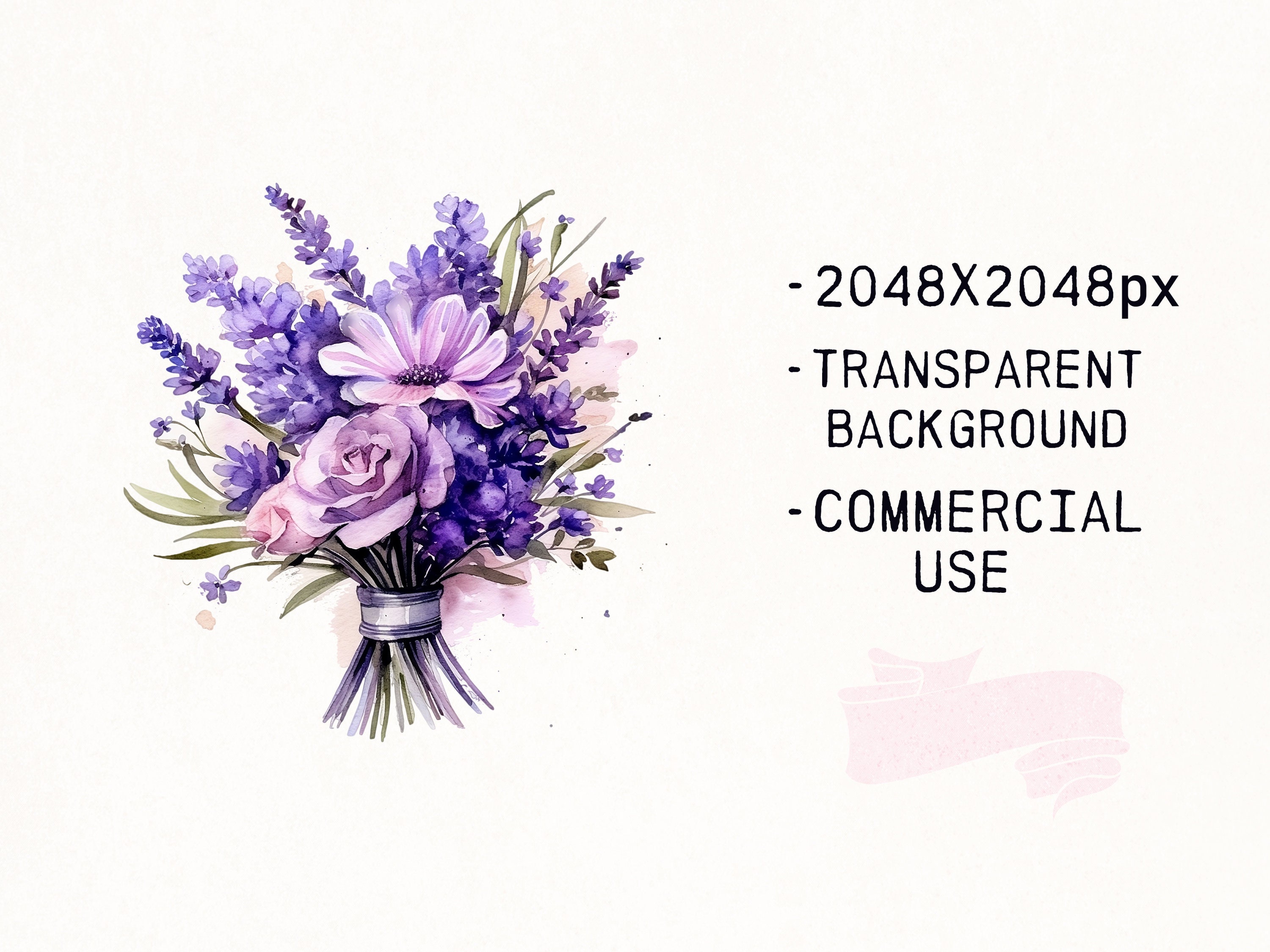 Watercolor Lavender Clipart Bundle, Watercolor Lavender Theme PNG for ...
