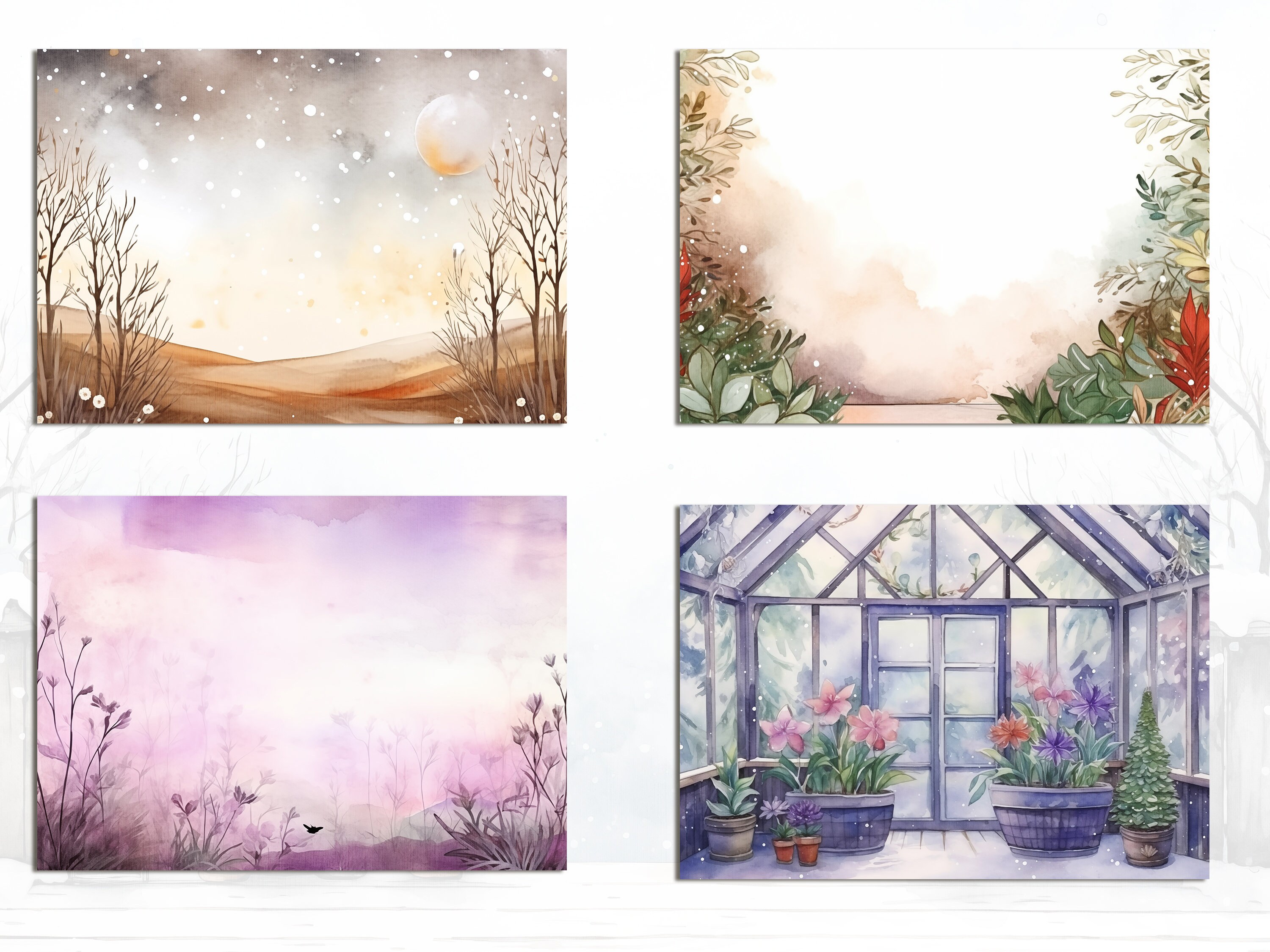 Watercolor Winter Garden Backgrounds, Texture Background for Gardening ...