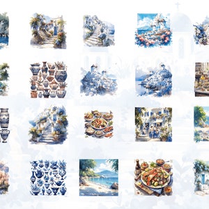 Watercolor Clipart of Greece, PNG Clipart Greek Culture, Travel Clipart ...