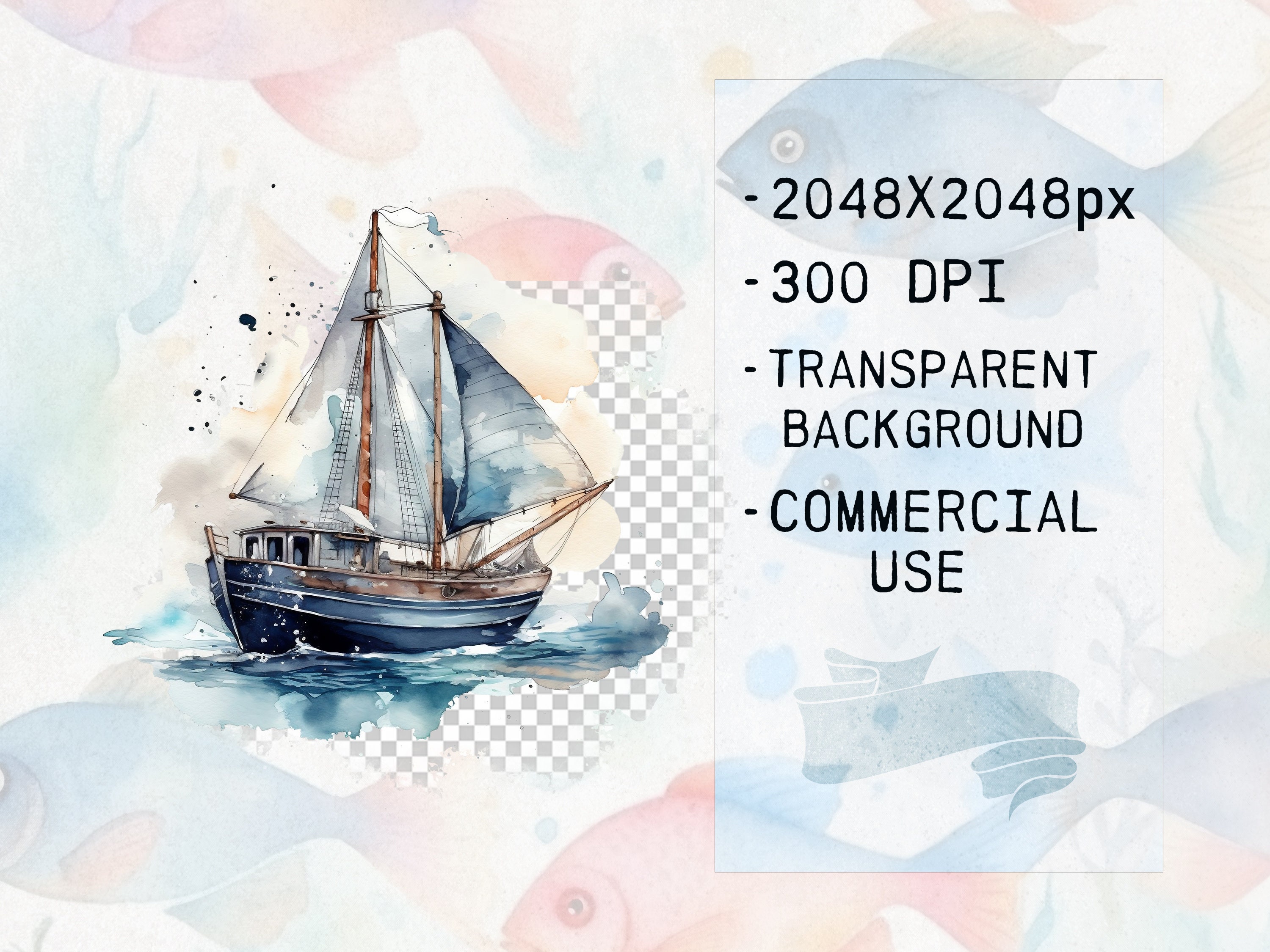 Watercolor Ocean and Sea, Clipart PNG Ocean Theme, Watercolor Sealife ...