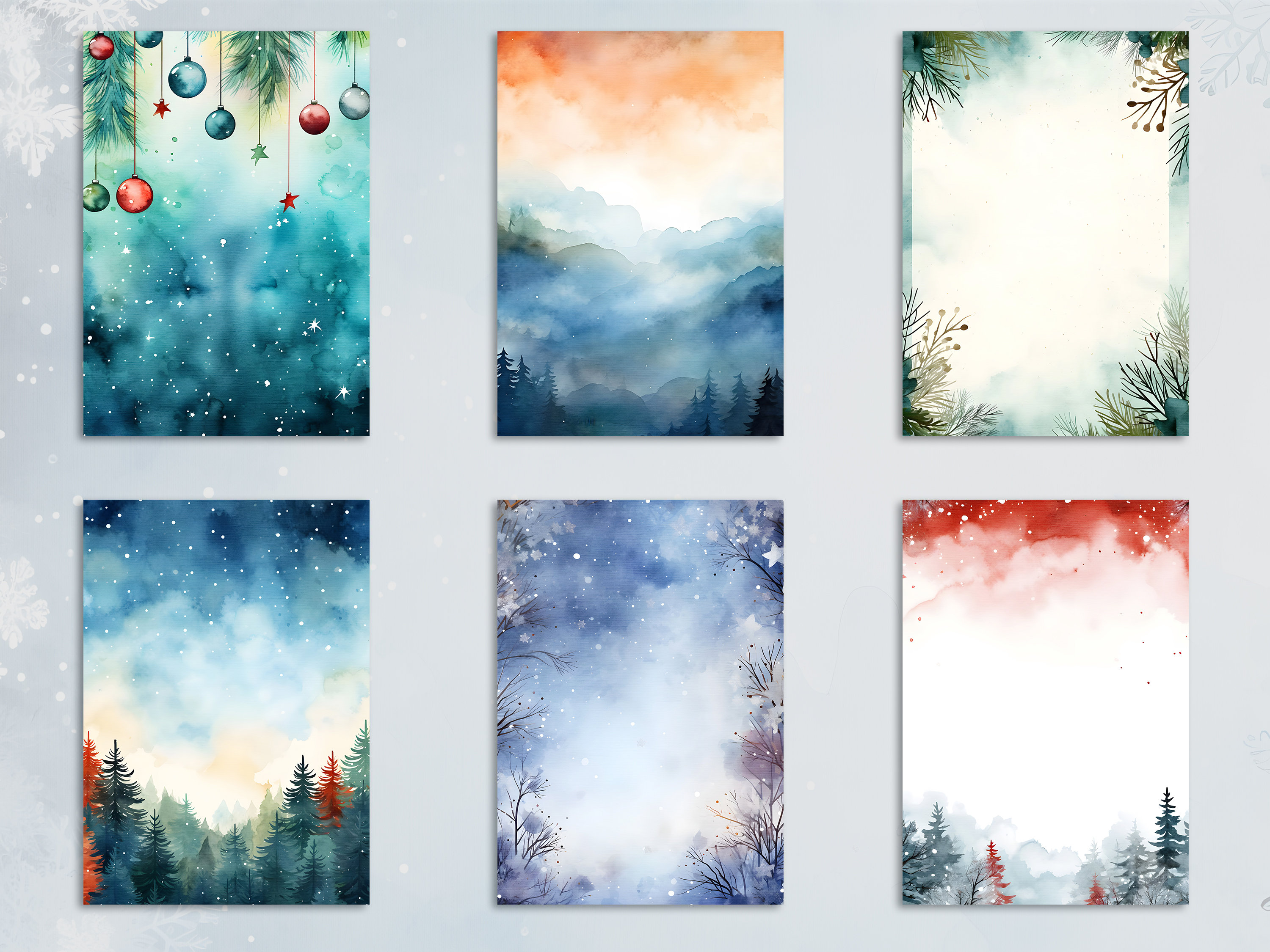 Watercolor A4 Portrait Christmas Backgrounds, Texture Background for ...