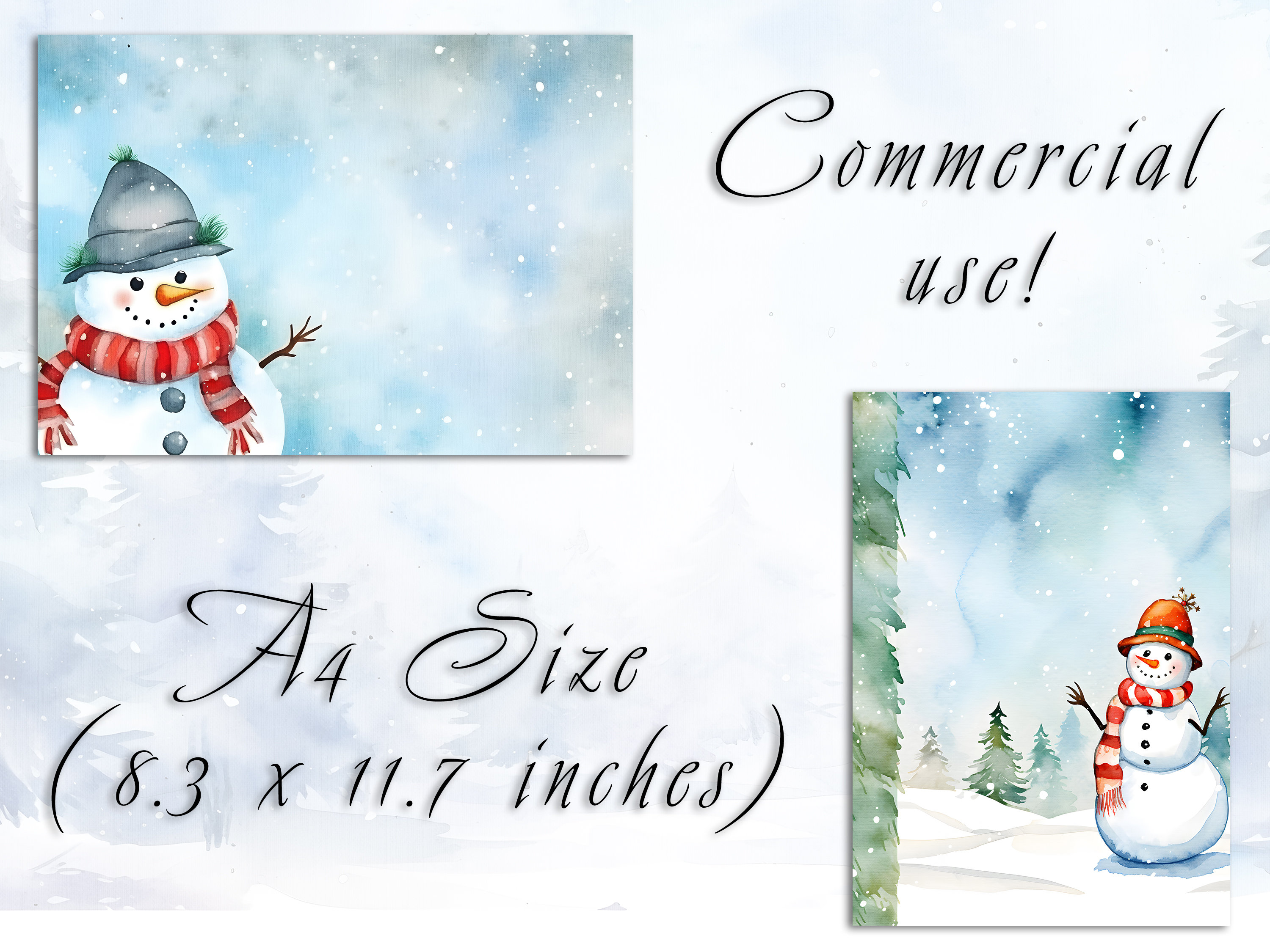 Watercolor Snowman Backgrounds, Texture Background for Christmas and ...
