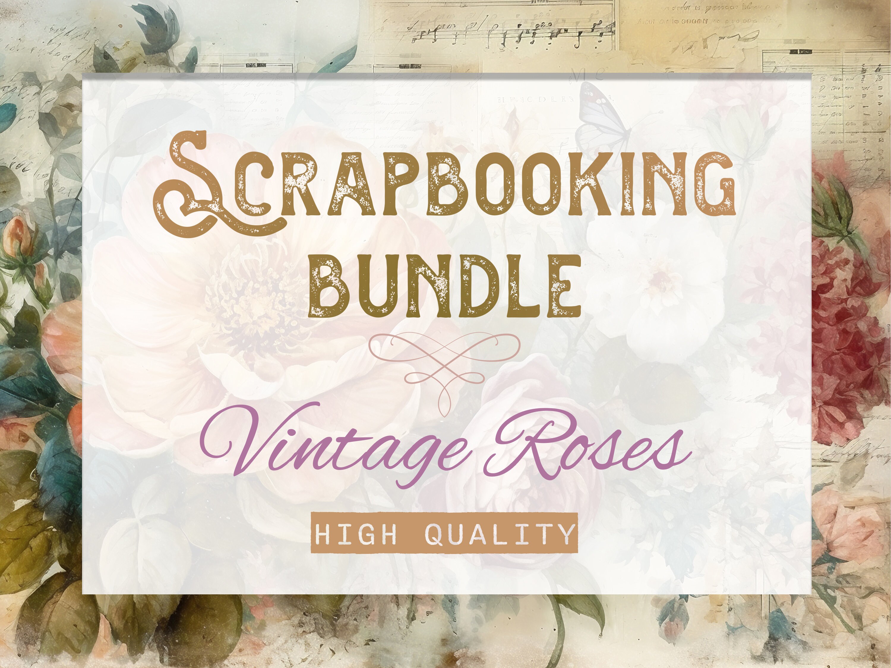 Scrapbooking Bundle Roses Vintage Roses Scrapbooking Kit, Junk Journal ...