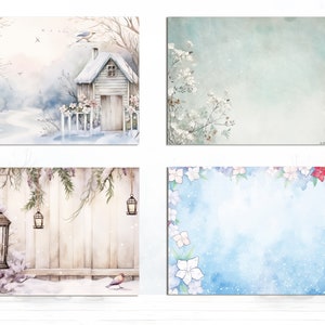 Watercolor Winter Garden Backgrounds, Texture Background for Gardening ...