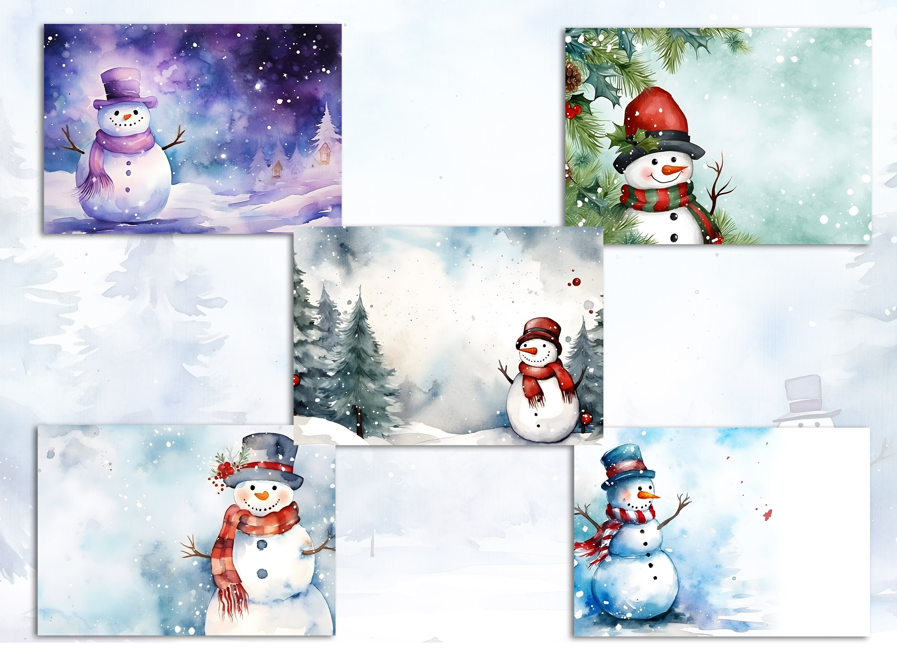 Watercolor Snowman Backgrounds, Texture Background for Christmas and ...
