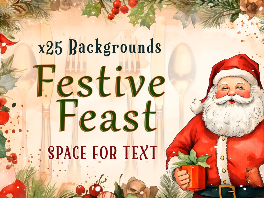 Watercolor Christmas Festive Dinner Celebrations Backgrounds, Backdrops ...