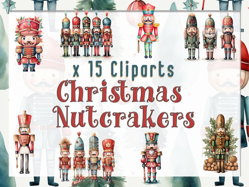 Watercolor Christmas Nutcrakers Bundle, Nutcraker PNG for Creative ...
