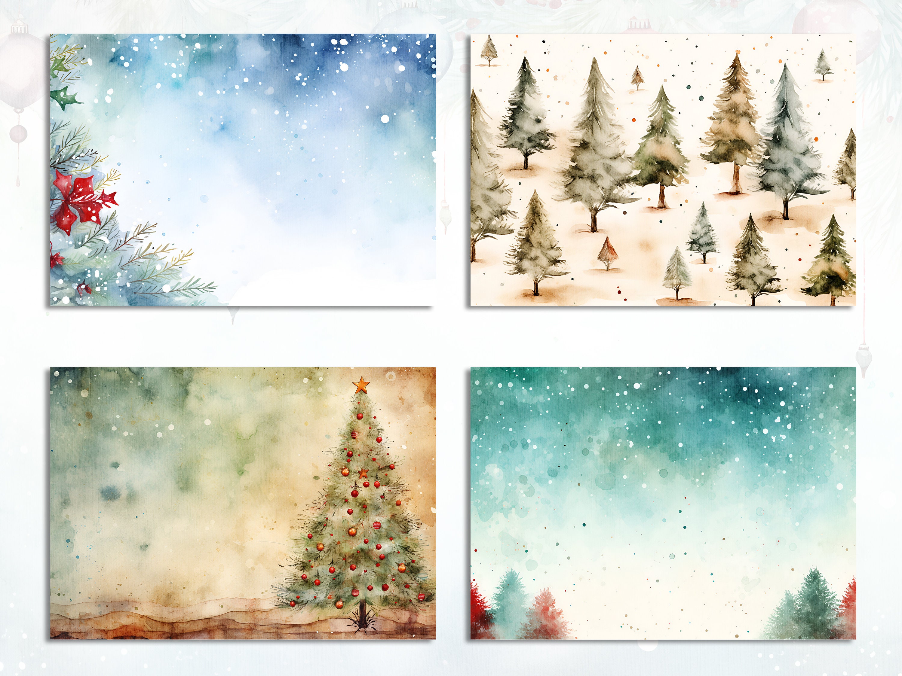 Watercolor Christmas Backgrounds, Texture Background for Christmas and ...