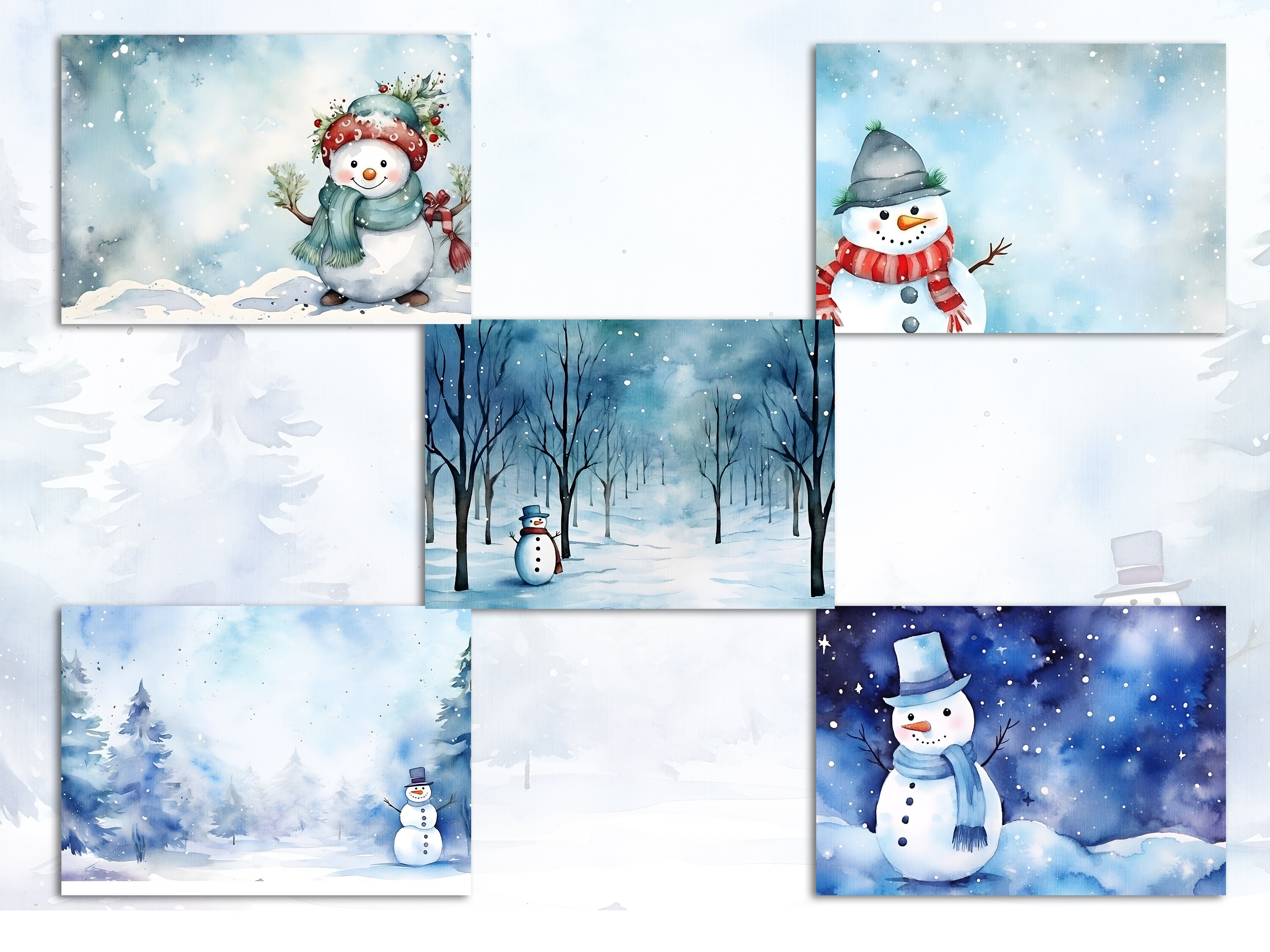 Watercolor Snowman Backgrounds, Texture Background for Christmas and ...