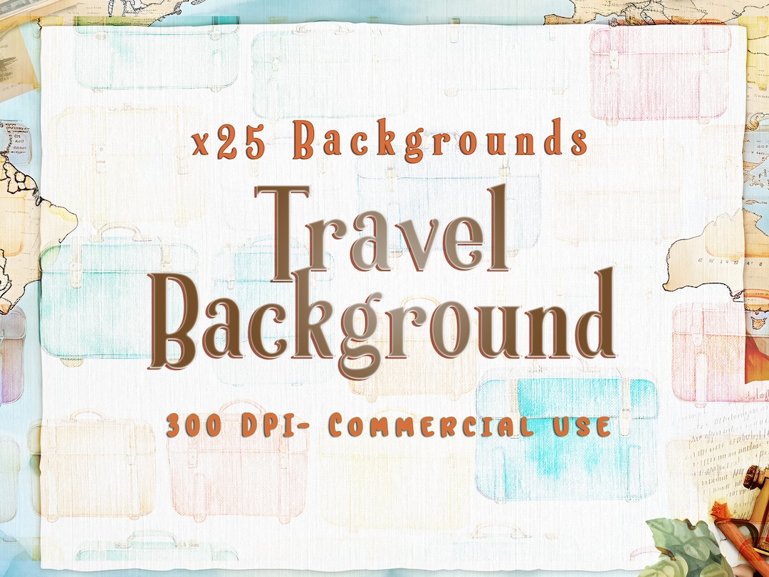 Watercolor Travel Backgrounds, A4 Travel Journal Pages, Watercolor ...