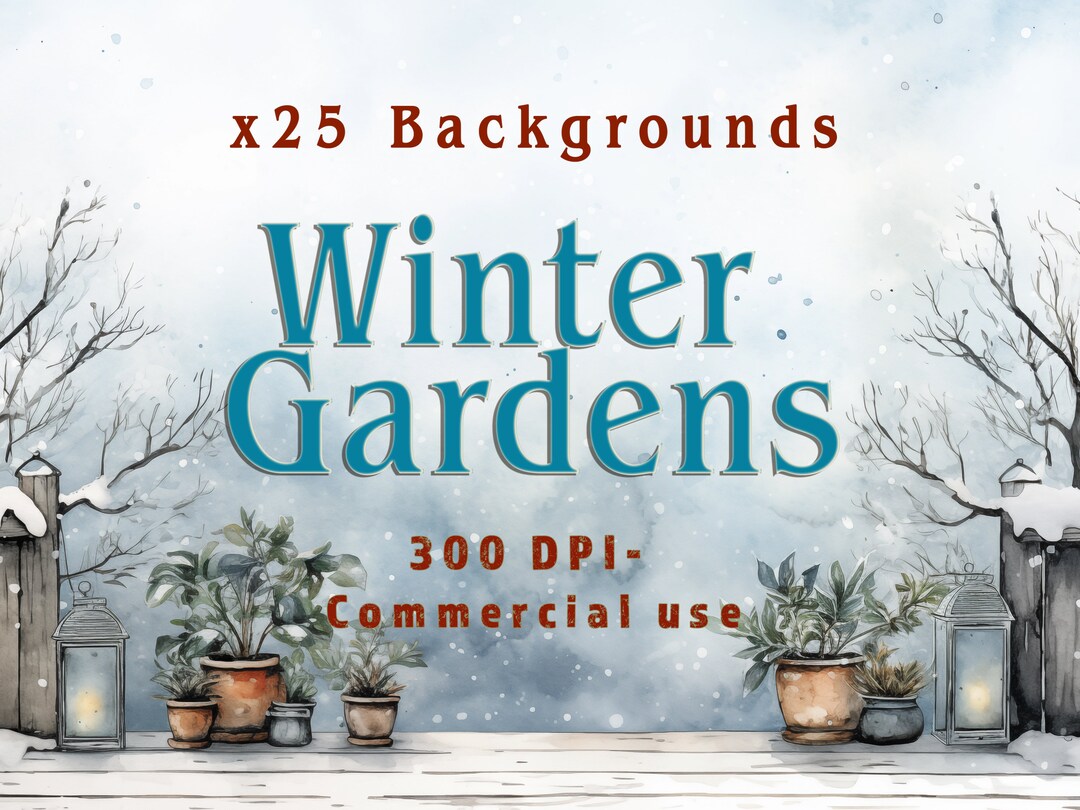 Watercolor Winter Garden Backgrounds, Texture Background for Gardening ...