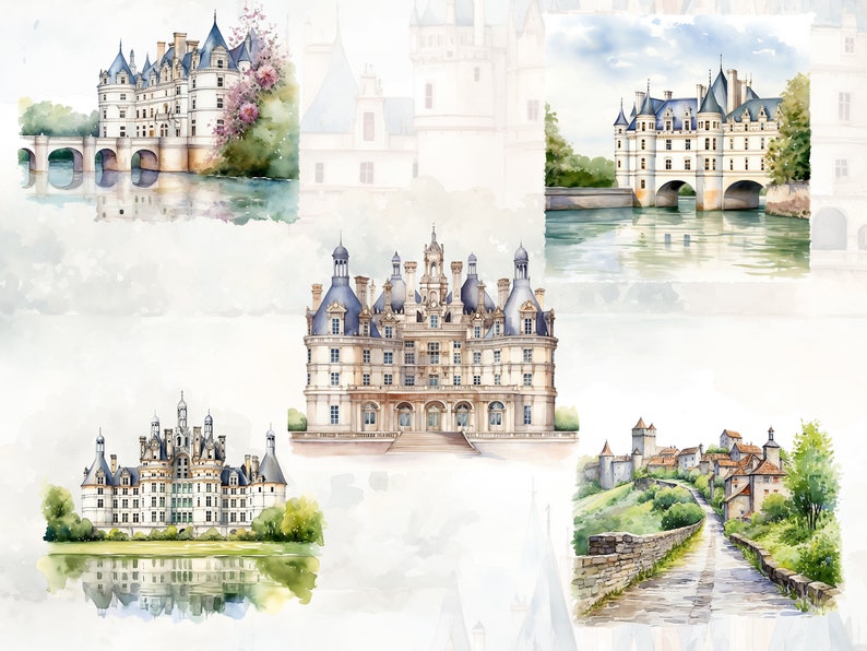 Watercolor Castle Illustrations French Castles PNG Clipart Old Castles ...