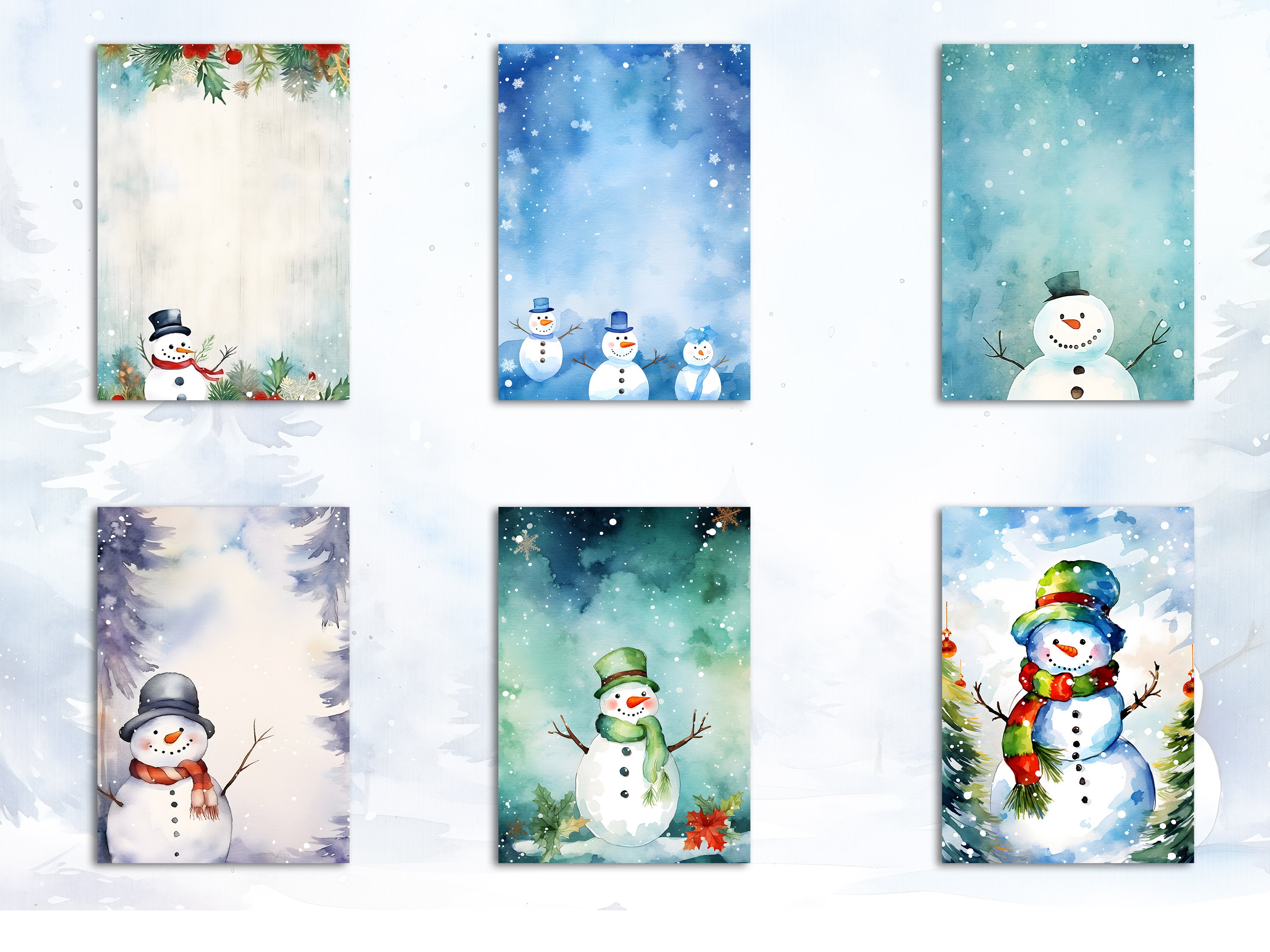 Watercolor Snowman Backgrounds, Texture Background for Christmas and ...