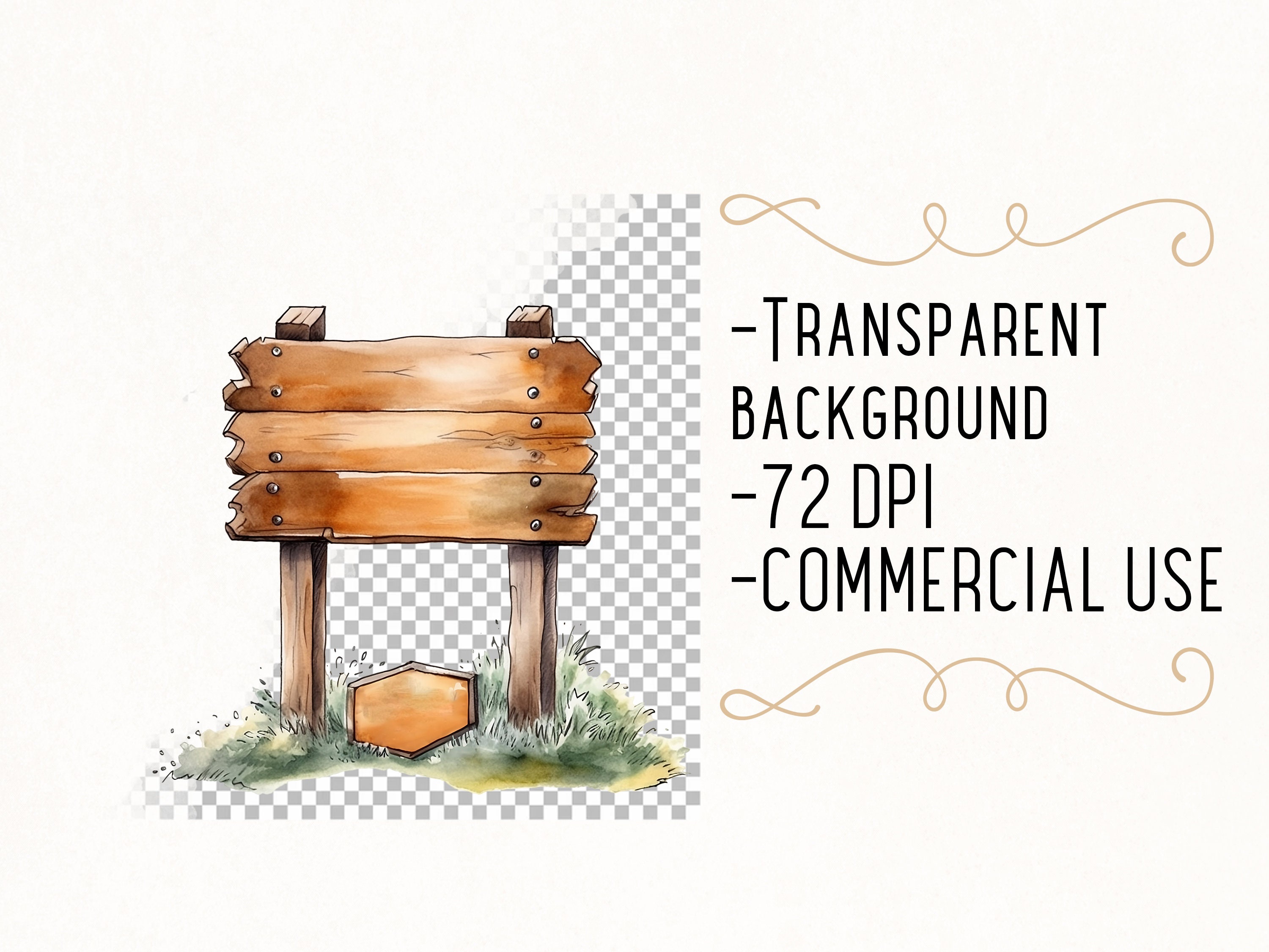 Watercolor Wooden Signs Bundle, Cliparts of Empty Wooden Signs ...