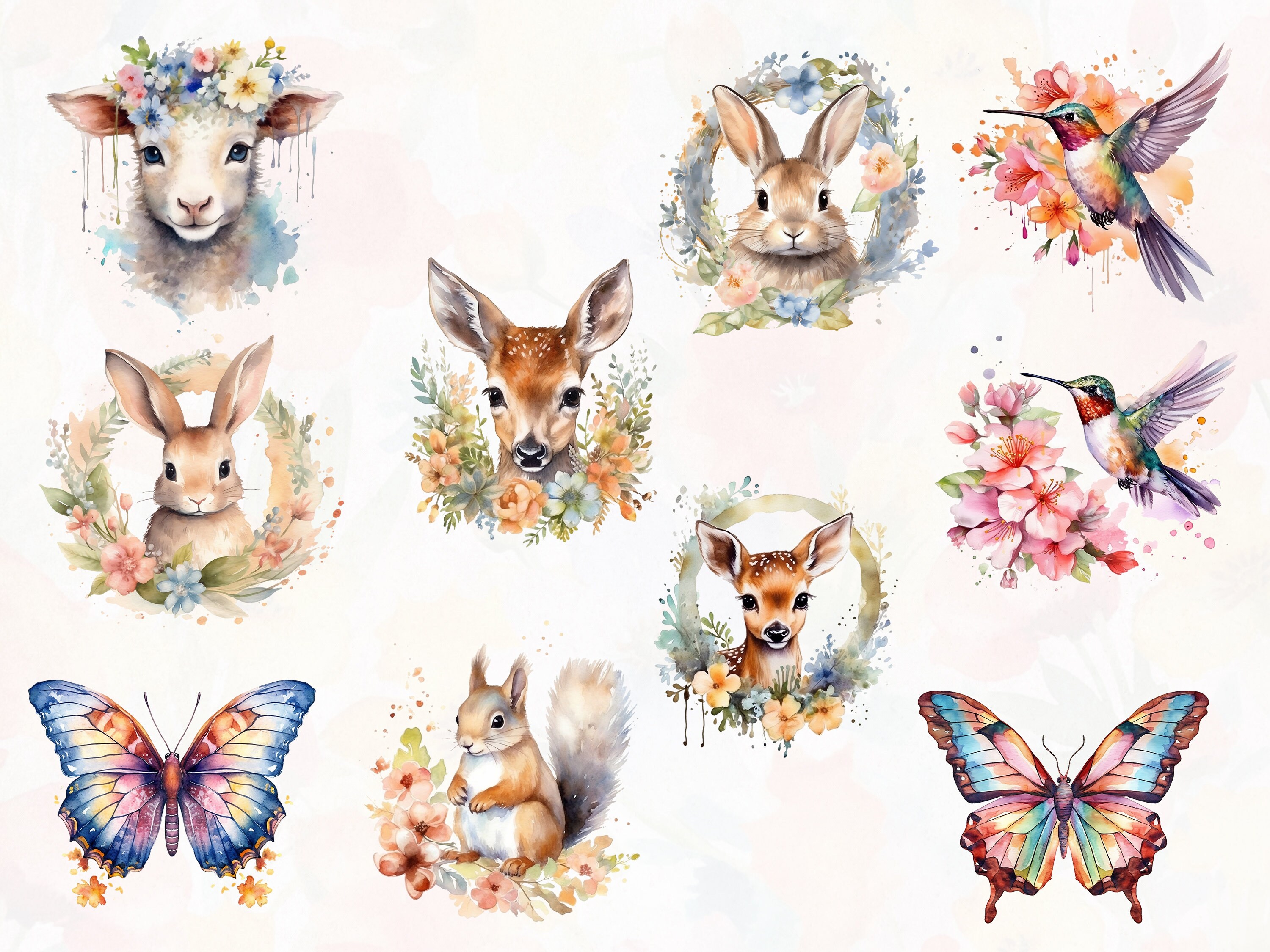 Watercolor Spring Clipart, Spring Bundle Clipart, Watercolor PNG ...