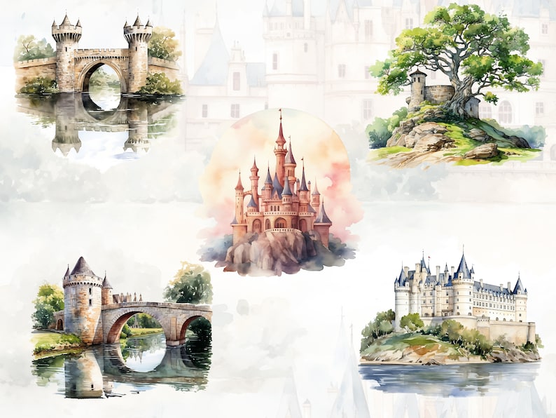 Watercolor Castle Illustrations French Castles PNG Clipart Old Castles ...