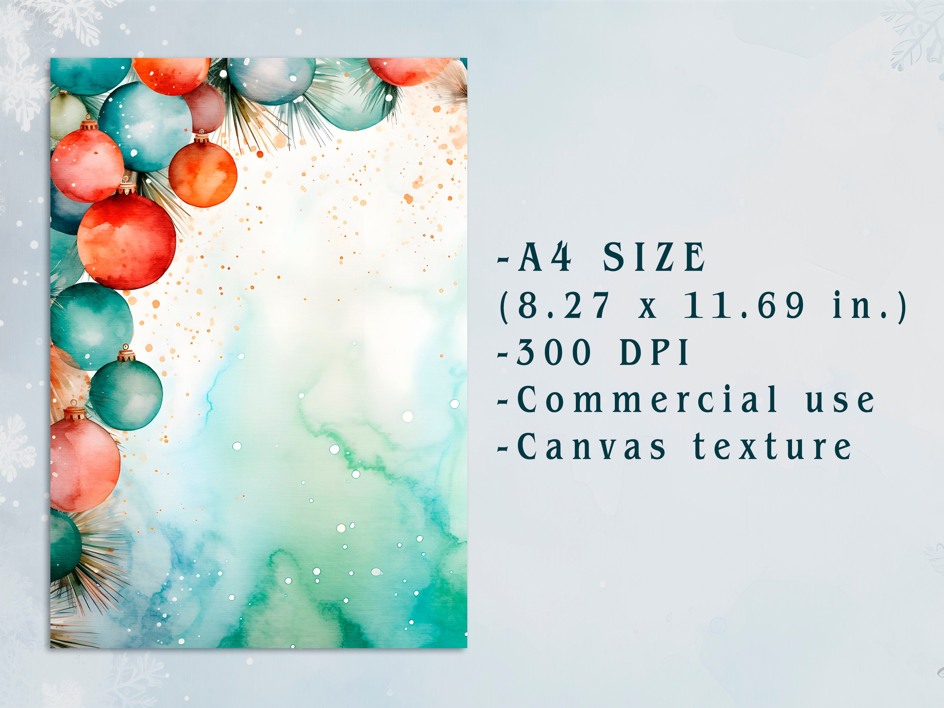 Watercolor A4 Portrait Christmas Backgrounds, Texture Background for ...