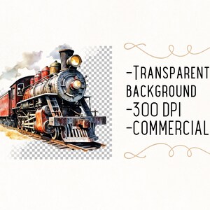 Watercolor Old Trains Clipart Bundle, Vintage Trains PNG for Creative ...