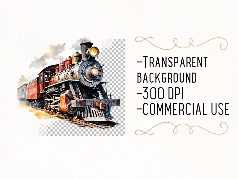 Watercolor Old Trains Clipart Bundle Vintage Trains PNG for - Etsy