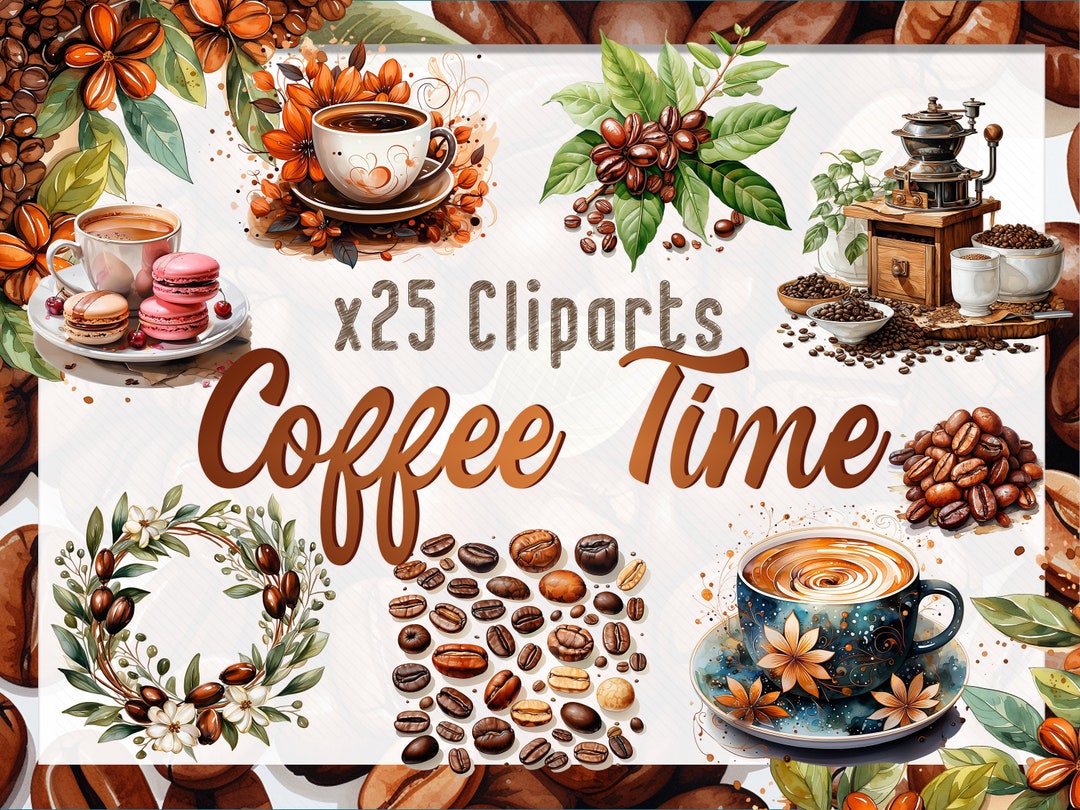 Watercolor Coffee Clipart Bundle, Watercolor Coffee PNG for ...