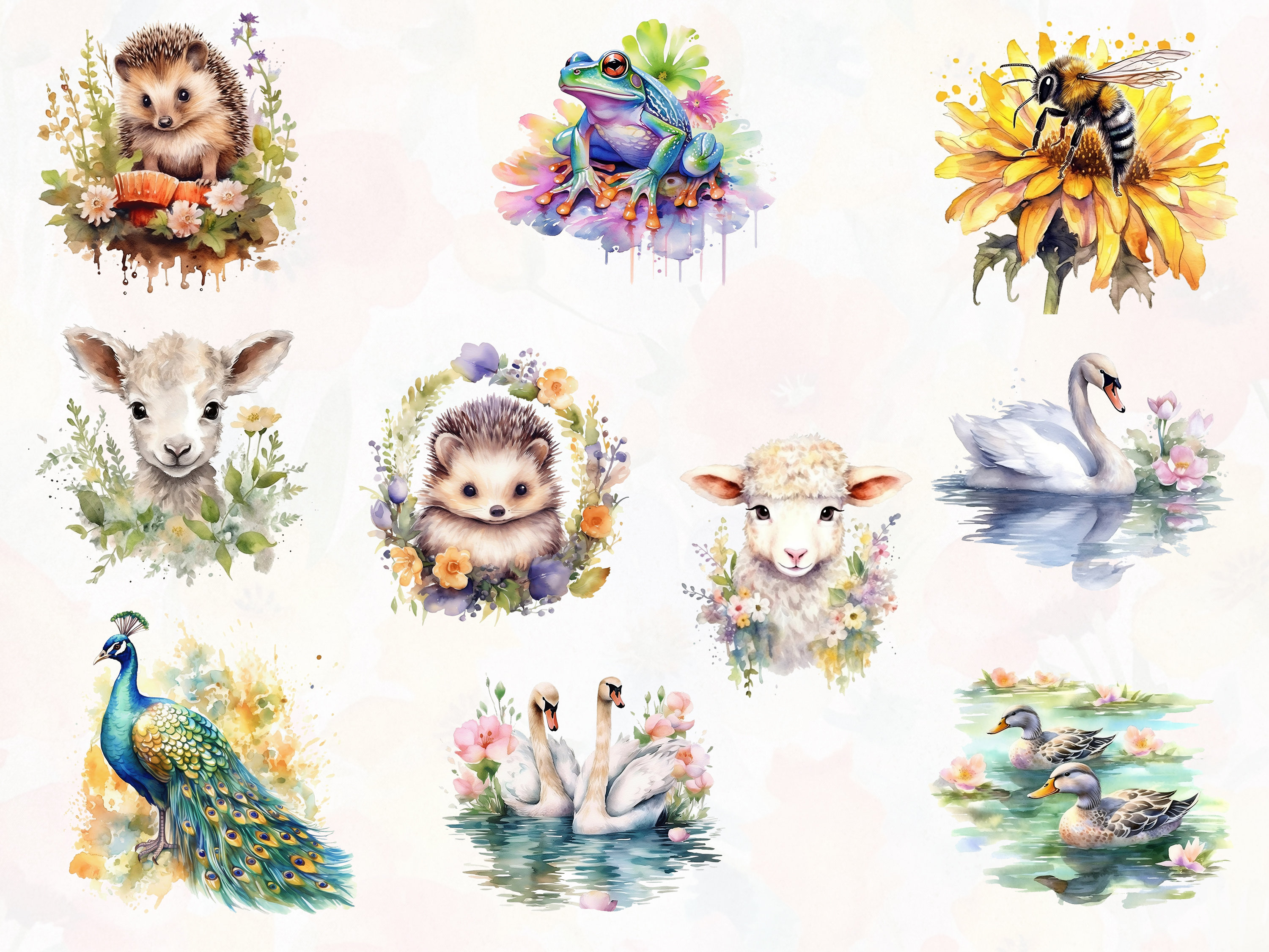 Watercolor Spring Clipart, Spring Bundle Clipart, Watercolor PNG ...