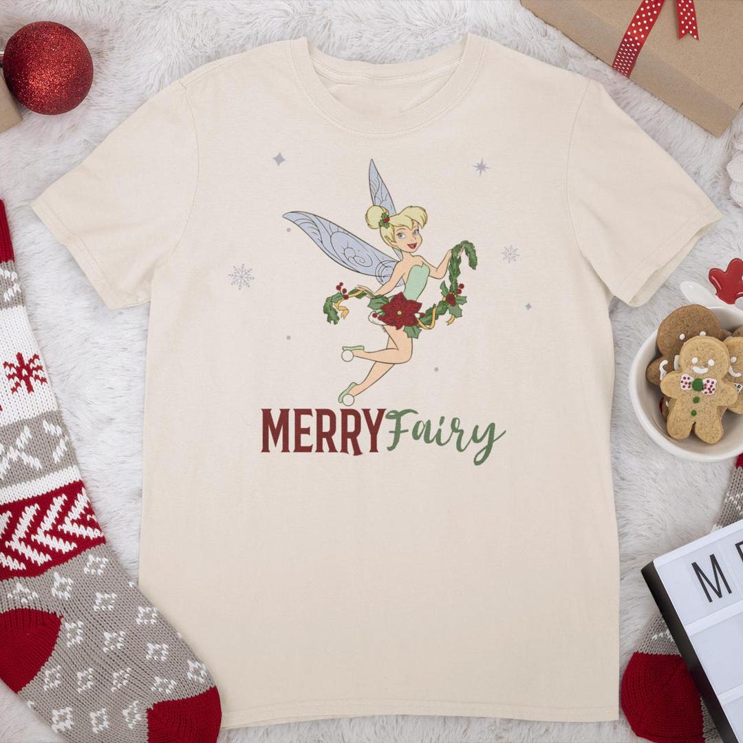 Tinkerbell Christmas Holly Garland Disney Fairy Unisex Softstyle T ...