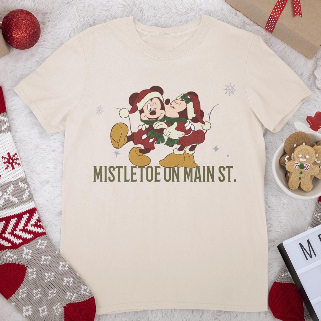 Mickey and Minnie Mouse Cute Funny Vintage Classic Christmas Mistletoe ...