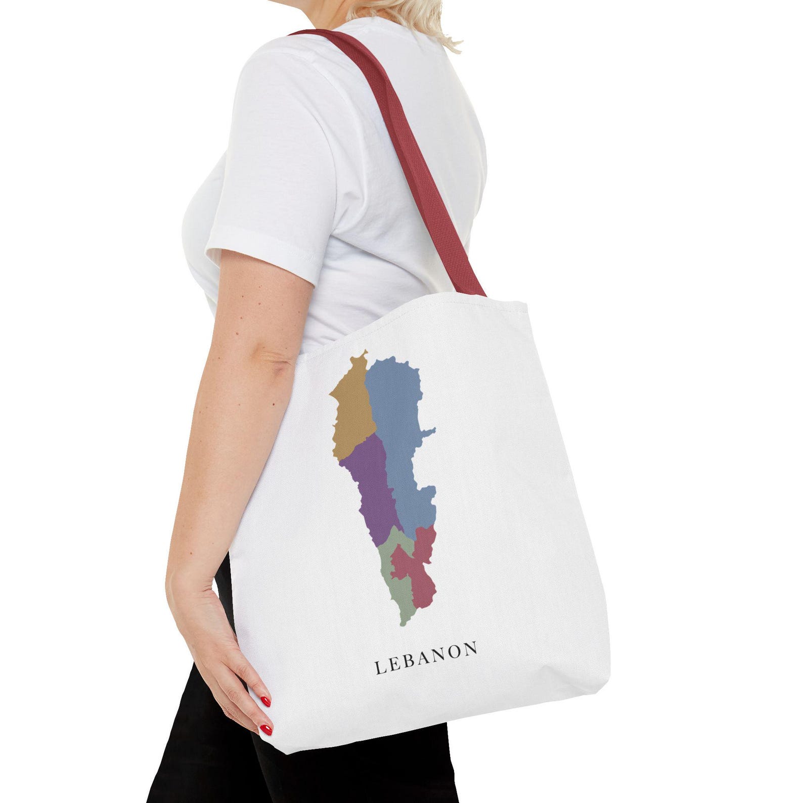 Lebanon Map Tote Bag, Pastel Colors, Arabic Art, Middle East Gift for ...