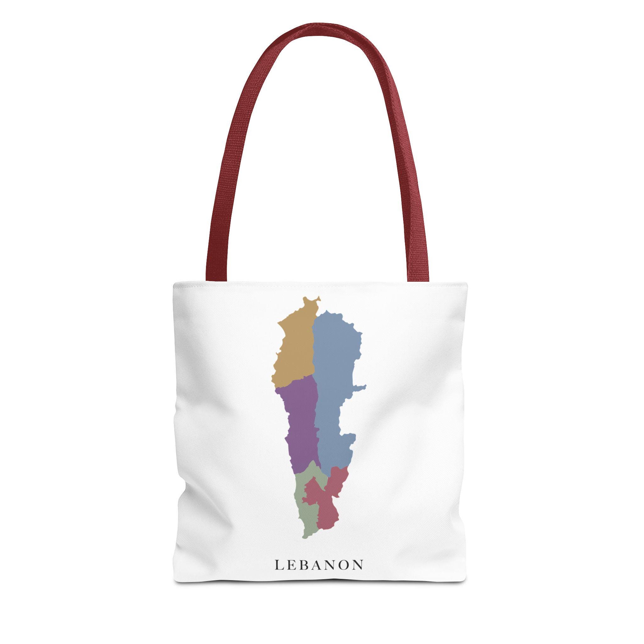 Lebanon Map Tote Bag, Pastel Colors, Arabic Art, Middle East Gift for ...