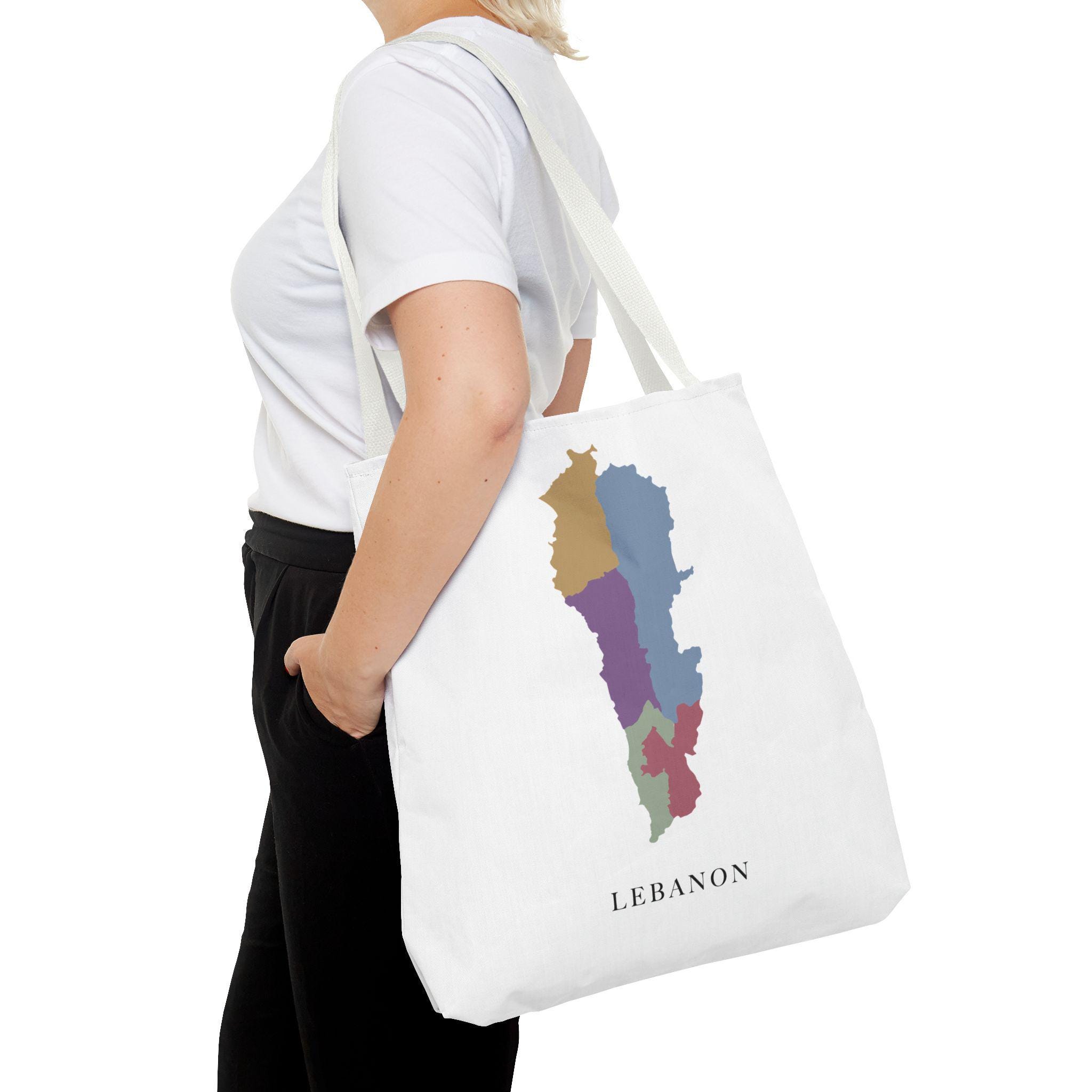 Lebanon Map Tote Bag, Pastel Colors, Arabic Art, Middle East Gift for ...