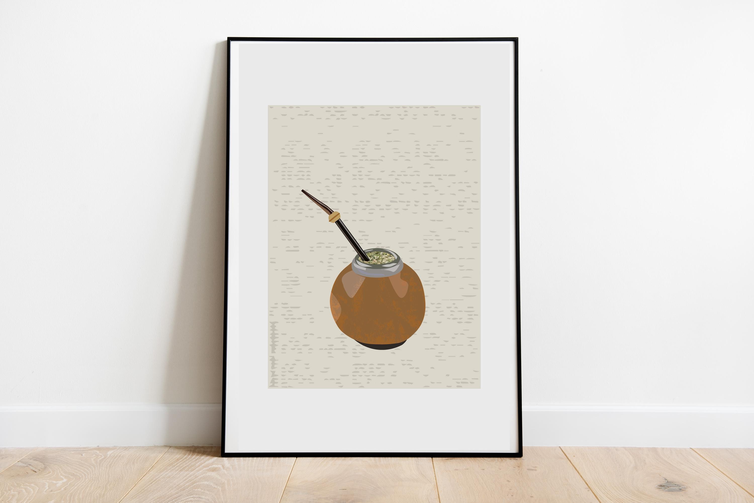 Lebanese Argentina Arabic Yerba Mate Art Print | Modern Beige Decor ...