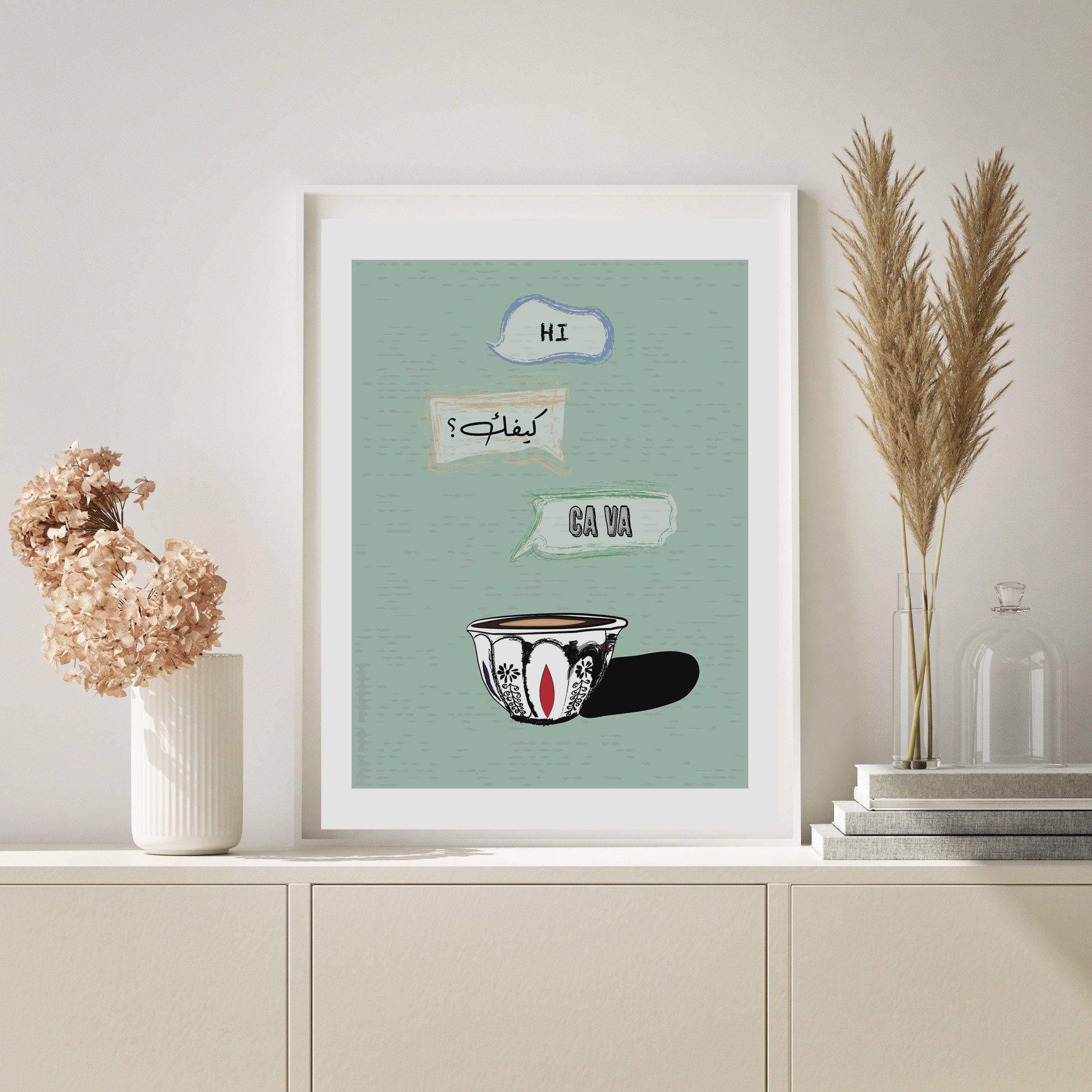 Hi Kifak Cava - Colorful Lebanese Arabic Kitchen Wall Art - Coffee Talk ...