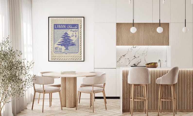 Liban Old Stamp in Blue - Lebanese Modern Print Download, Wall Art ...