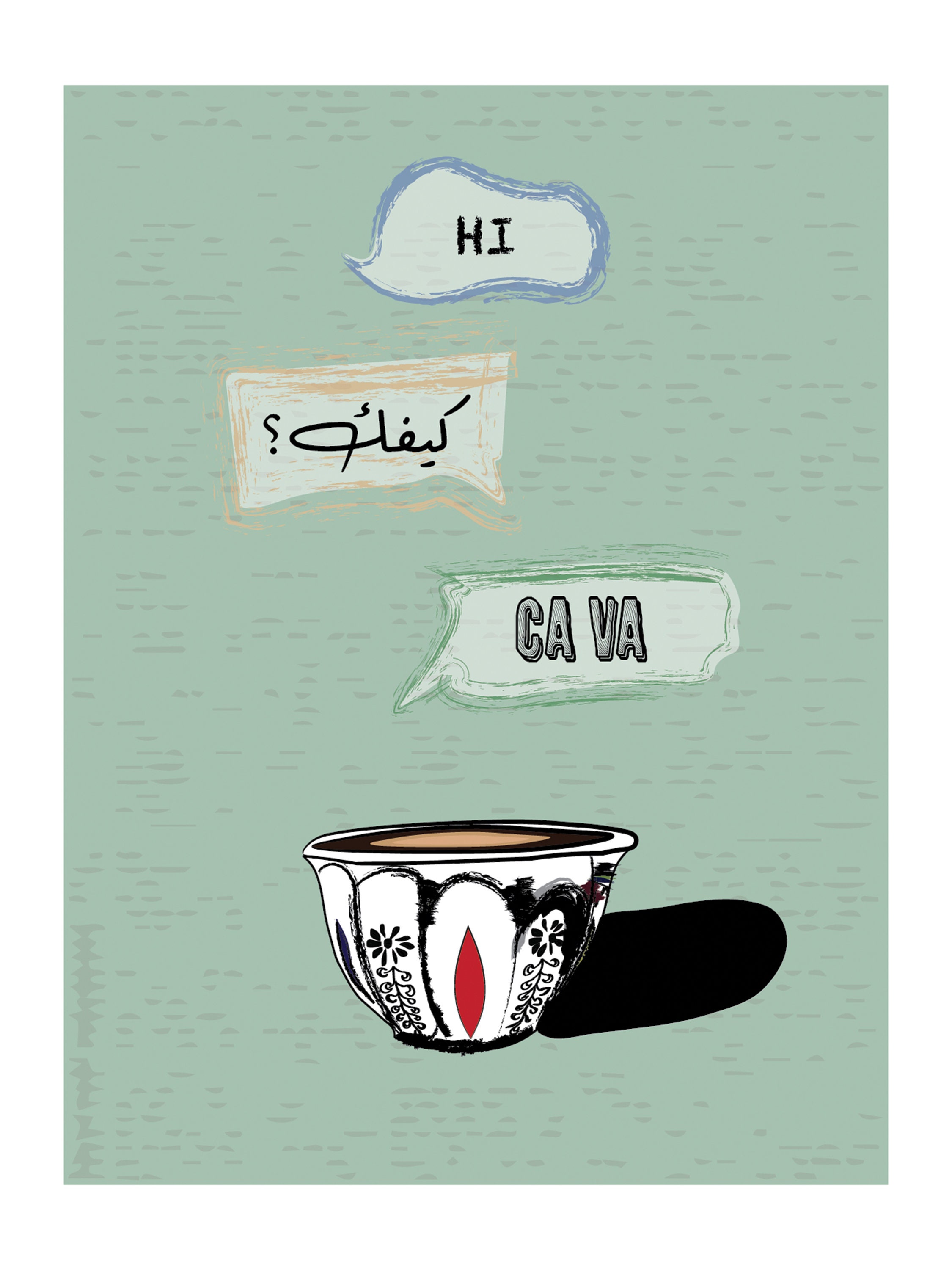 Hi Kifak Cava Colorful Lebanese Arabic Kitchen Wall Art Coffee Talk ...
