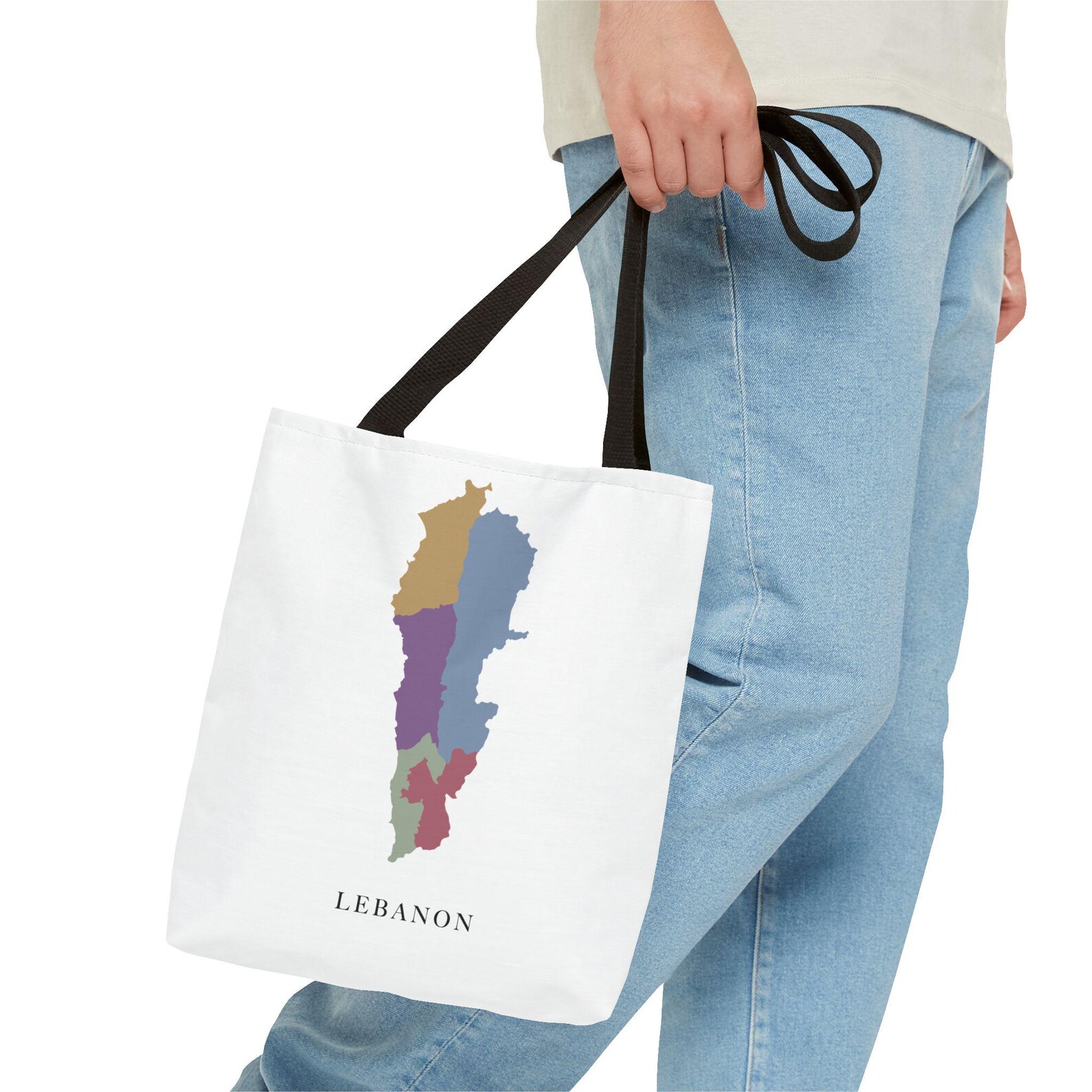 Lebanon Map Tote Bag, Pastel Colors, Arabic Art, Middle East Gift for ...