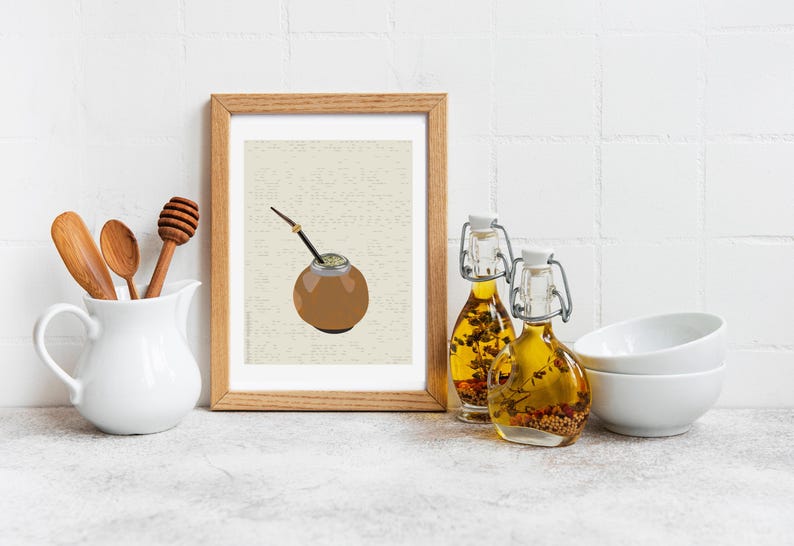 Lebanese Argentina Arabic Yerba Mate Art Print | Modern Beige Decor ...