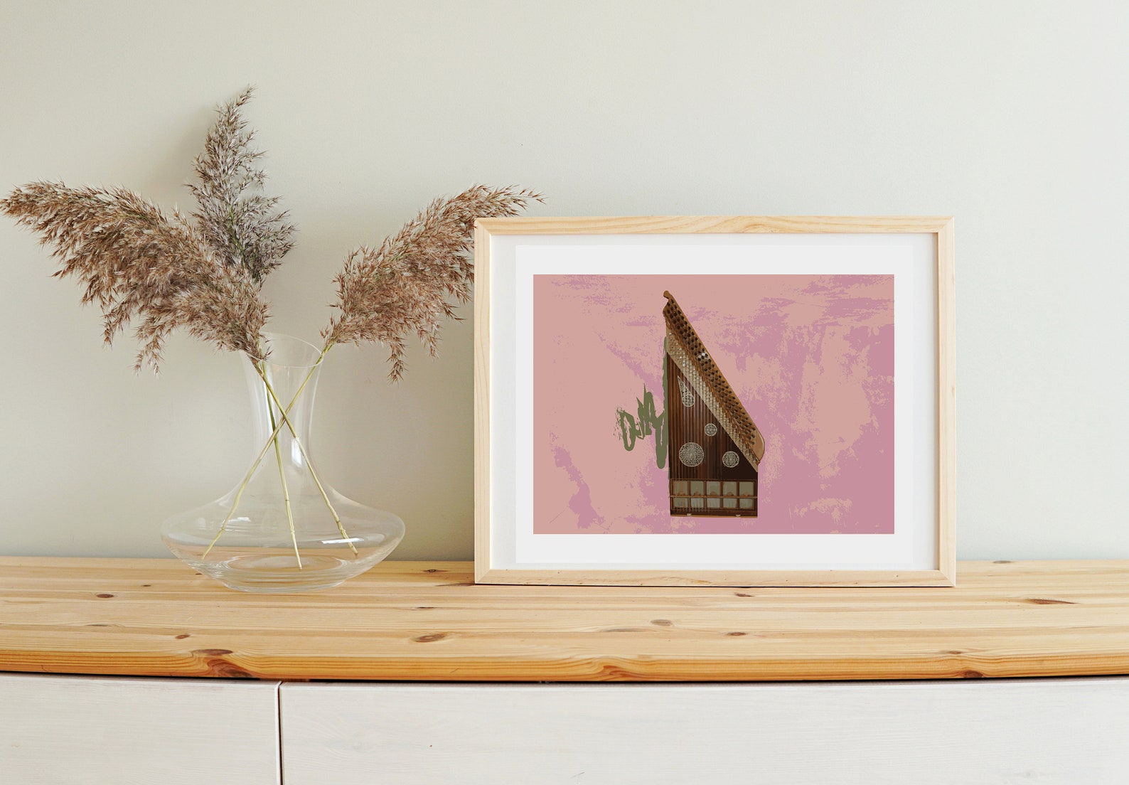 Pink QANUN Saudi Arabic Music Instrument Home Deco Wall Art-modern ...