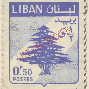 Liban Old Stamp in Blue - Lebanese Modern Print Download, Wall Art ...
